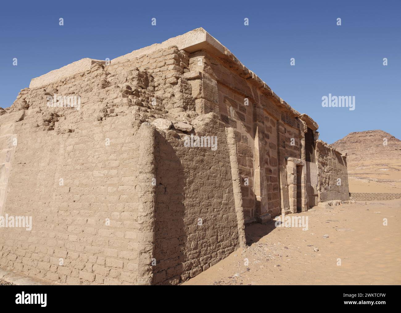 Mud brick Pylon and gateway to Amada Temple on Lake Nasser, Egypt Stock ...