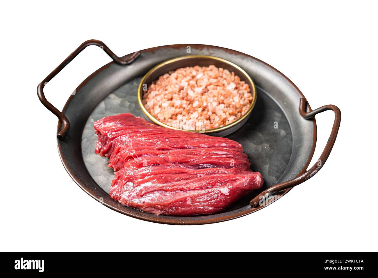 Raw Game meat of Venison dear, meat steak. Isolated on white background ...