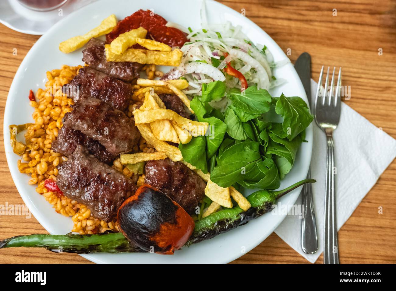 Turkish meatballs, Turkish Food Kofte or Kofta with red peppers,tomato ...