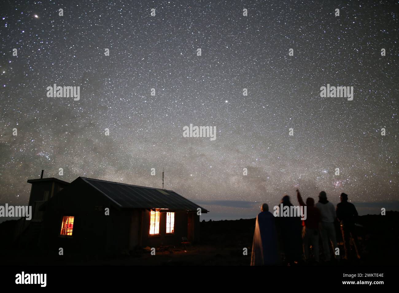 Starry sky seen from the top of the Mauna Loa volcano in Hawaii, Big ...