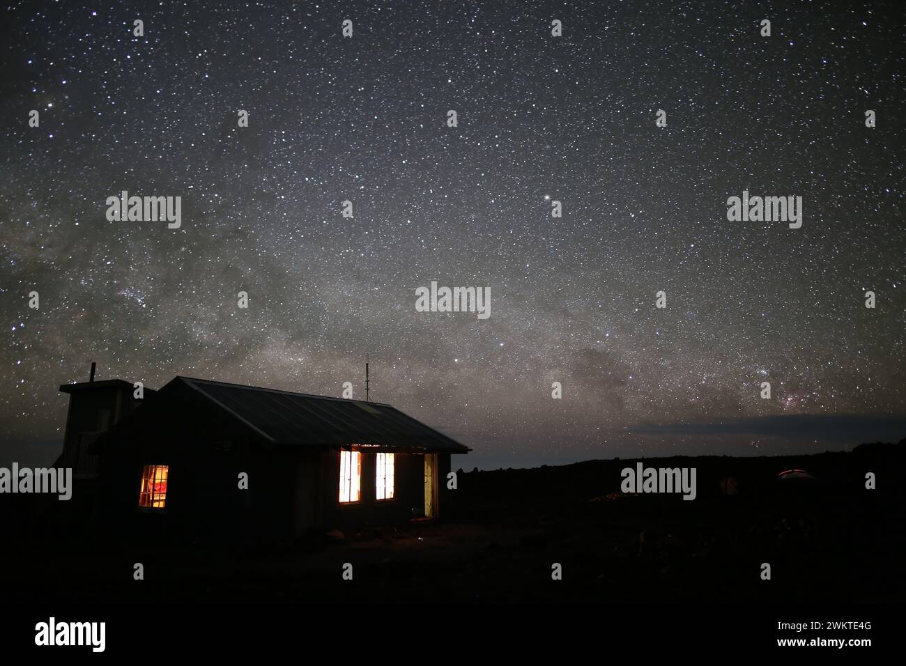 Starry sky seen from the top of the Mauna Loa volcano in Hawaii, Big ...