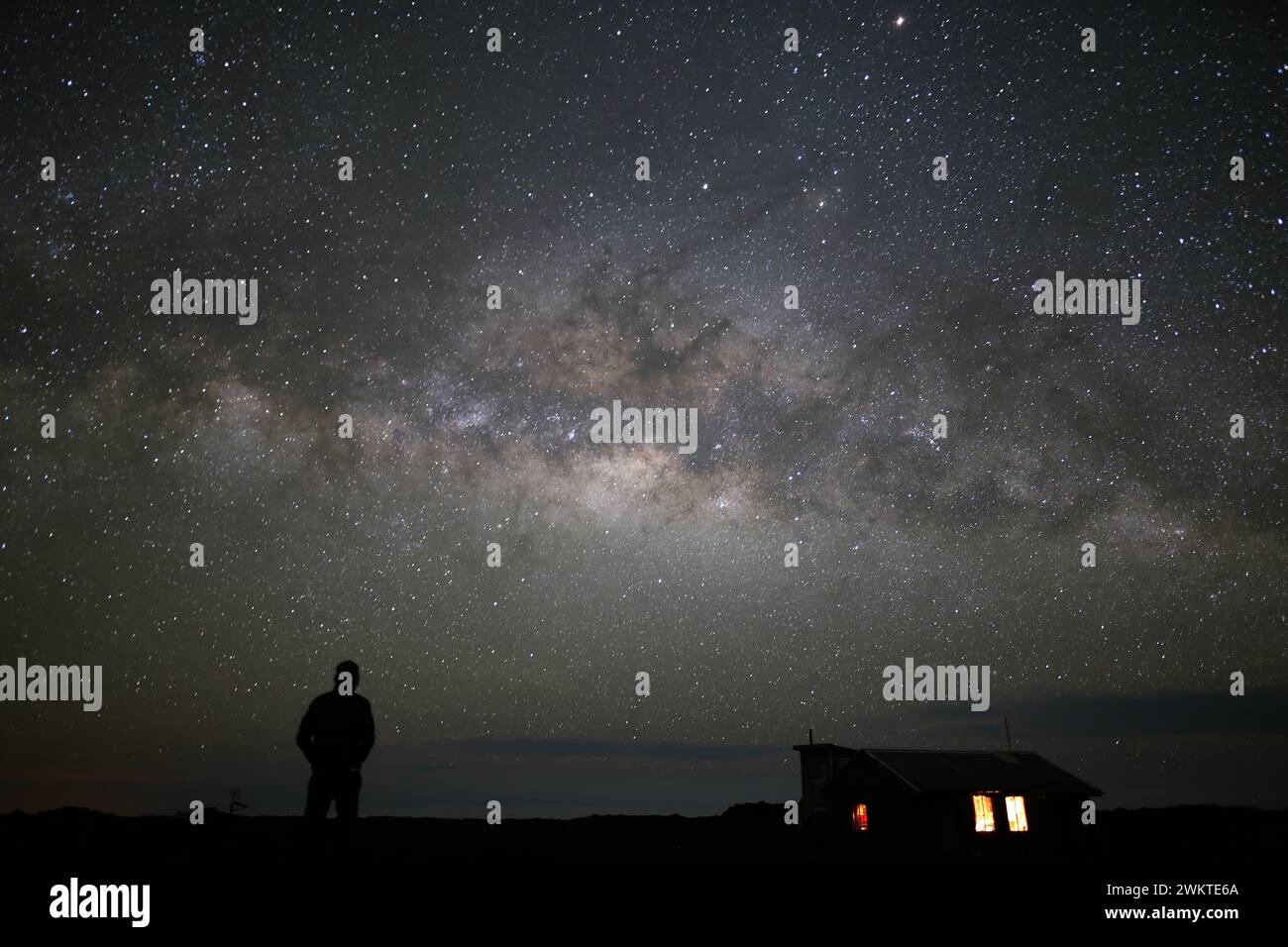 Starry sky seen from the top of the Mauna Loa volcano in Hawaii, Big ...