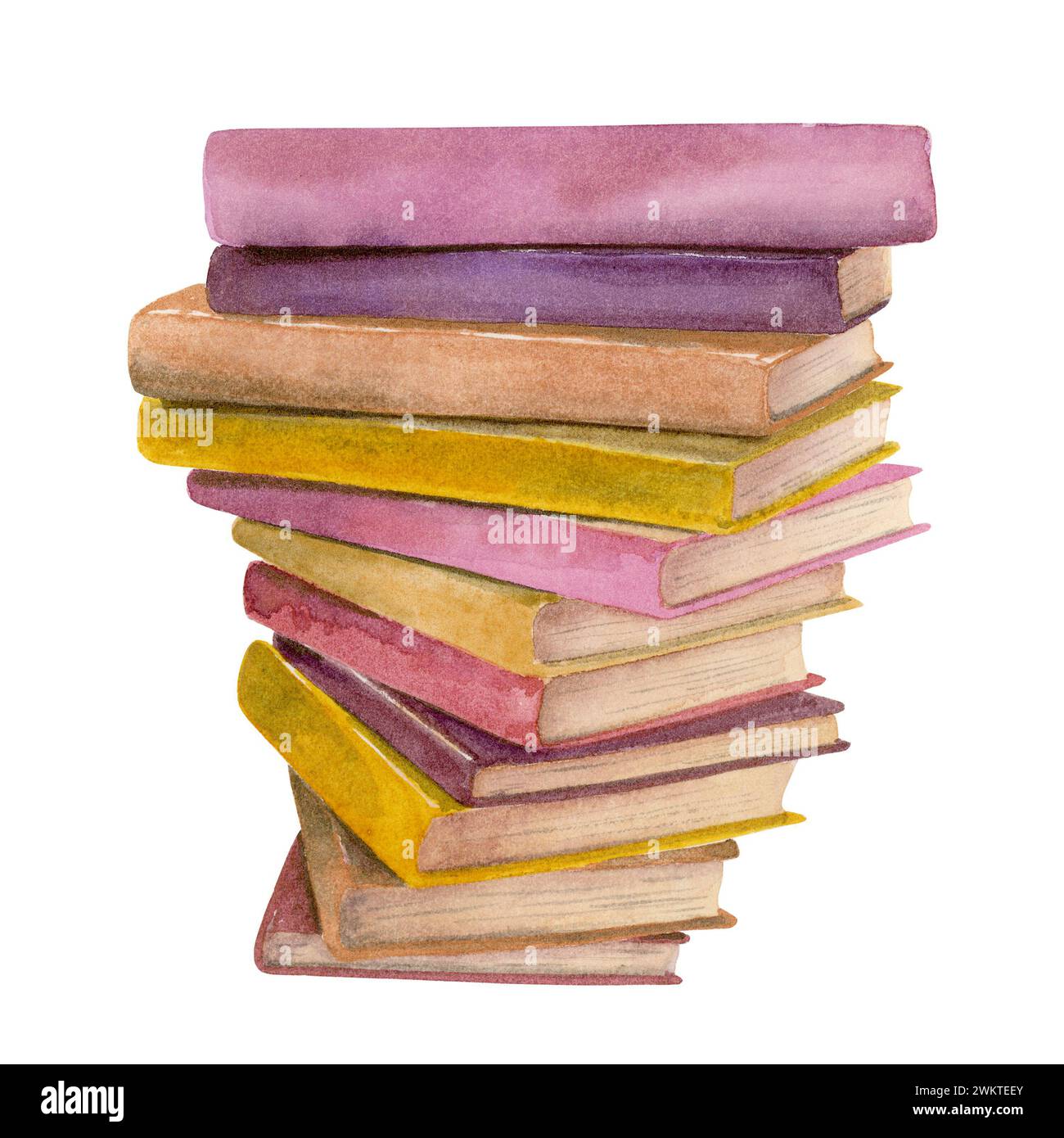 Book stack watercolor hi-res stock photography and images - Alamy