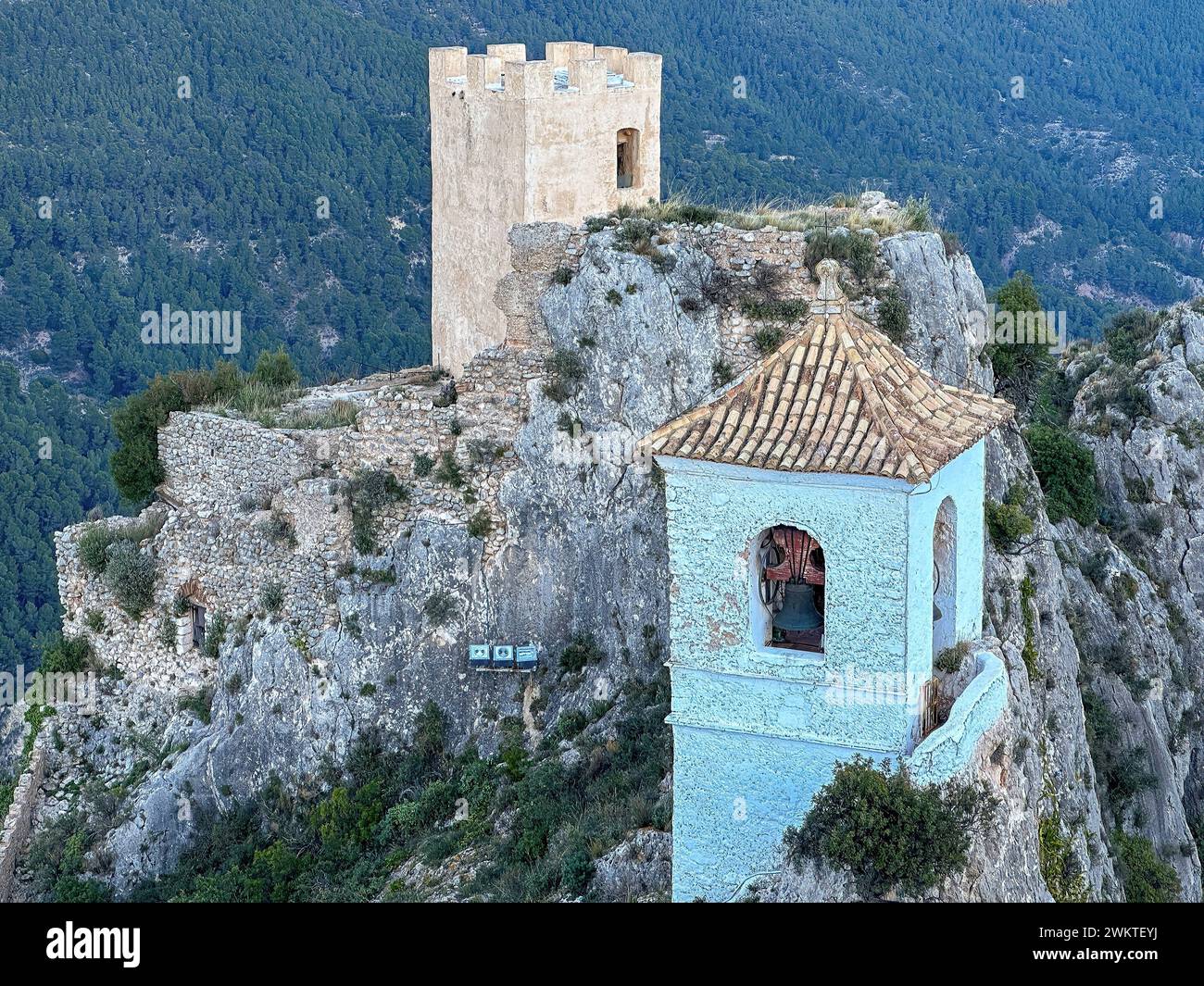 Medieval church tower in Guadalest, Alicante, Spain Stock Photo - Alamy
