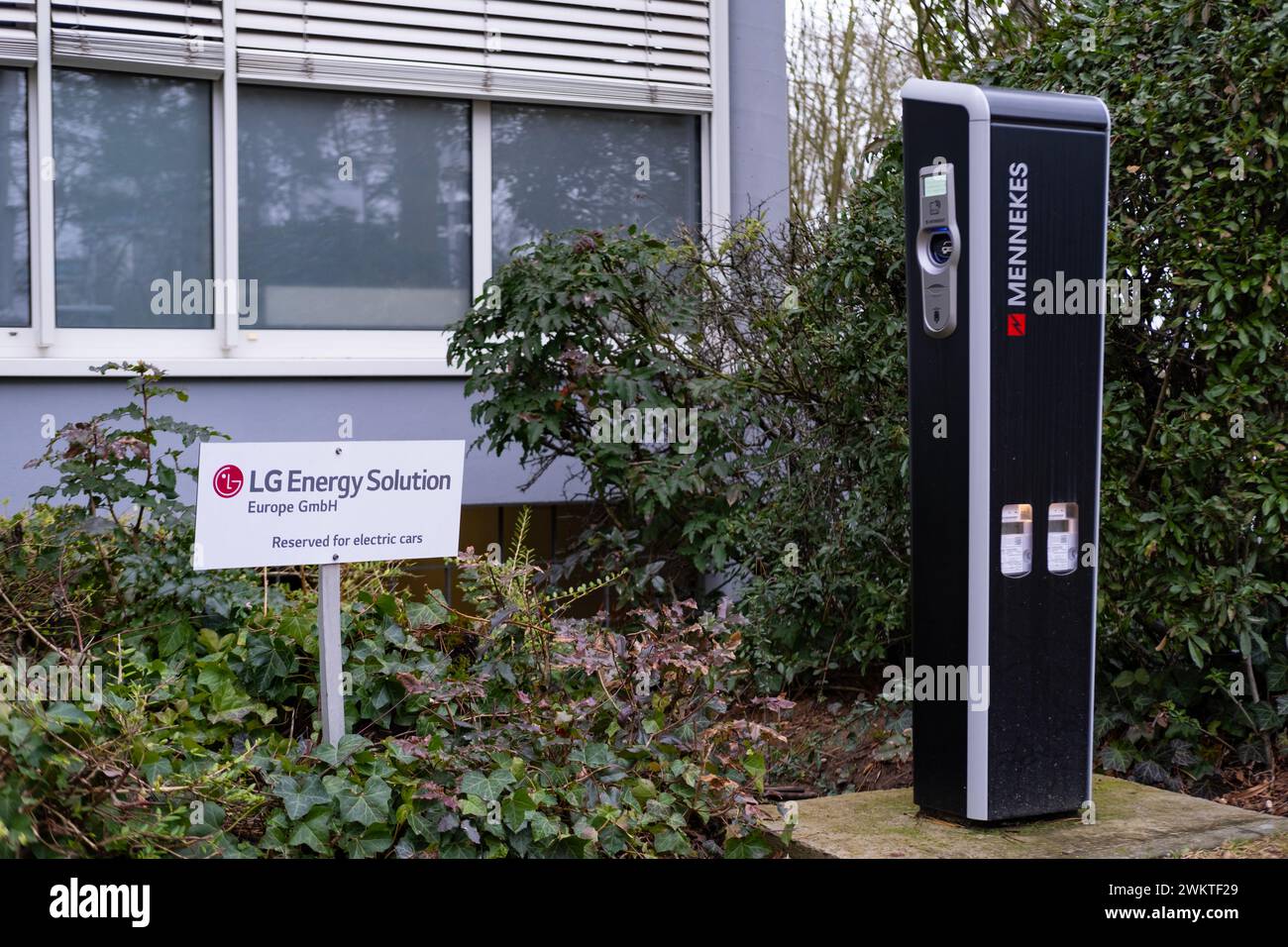 LG Energy Solution charging station, Advertising banner in parking lot ...
