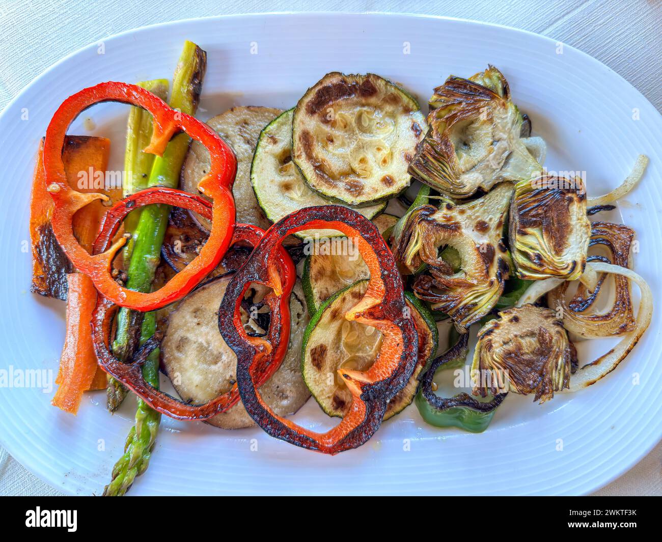 Roasted vegetables dish in a restaurant, real life serving, Guadalest ...