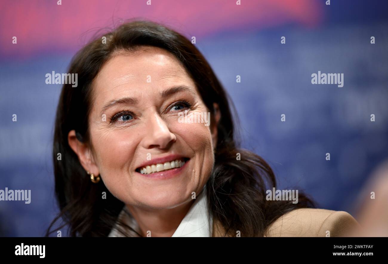 Berlin, Germany. 22nd Feb, 2024. Sidse Babett Knudsen, actress, at the Berlinale at the press ...
