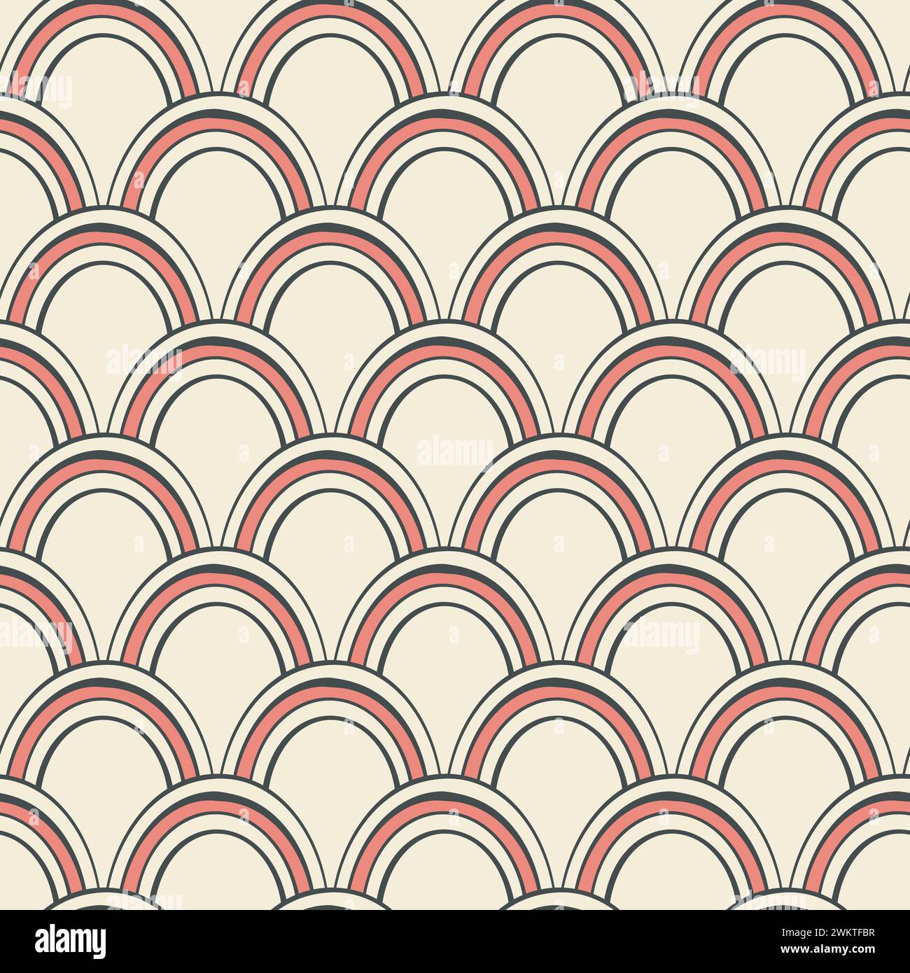 Half circle abstract modern seamless pattern. Geometrical grid. Hand ...