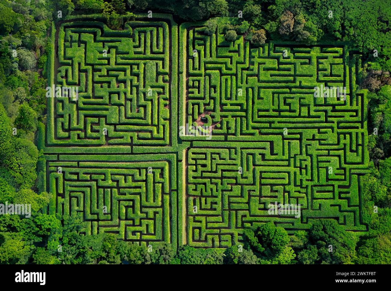 Drones eye view of a maze or labyrinth in the formal gardens of a ...