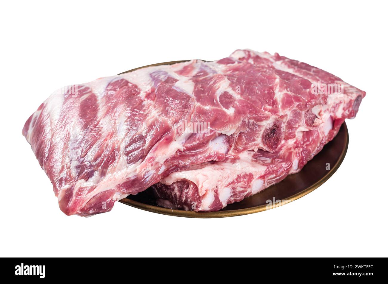 Rack of raw pork spare ribs. Isolated on white background Stock Photo ...
