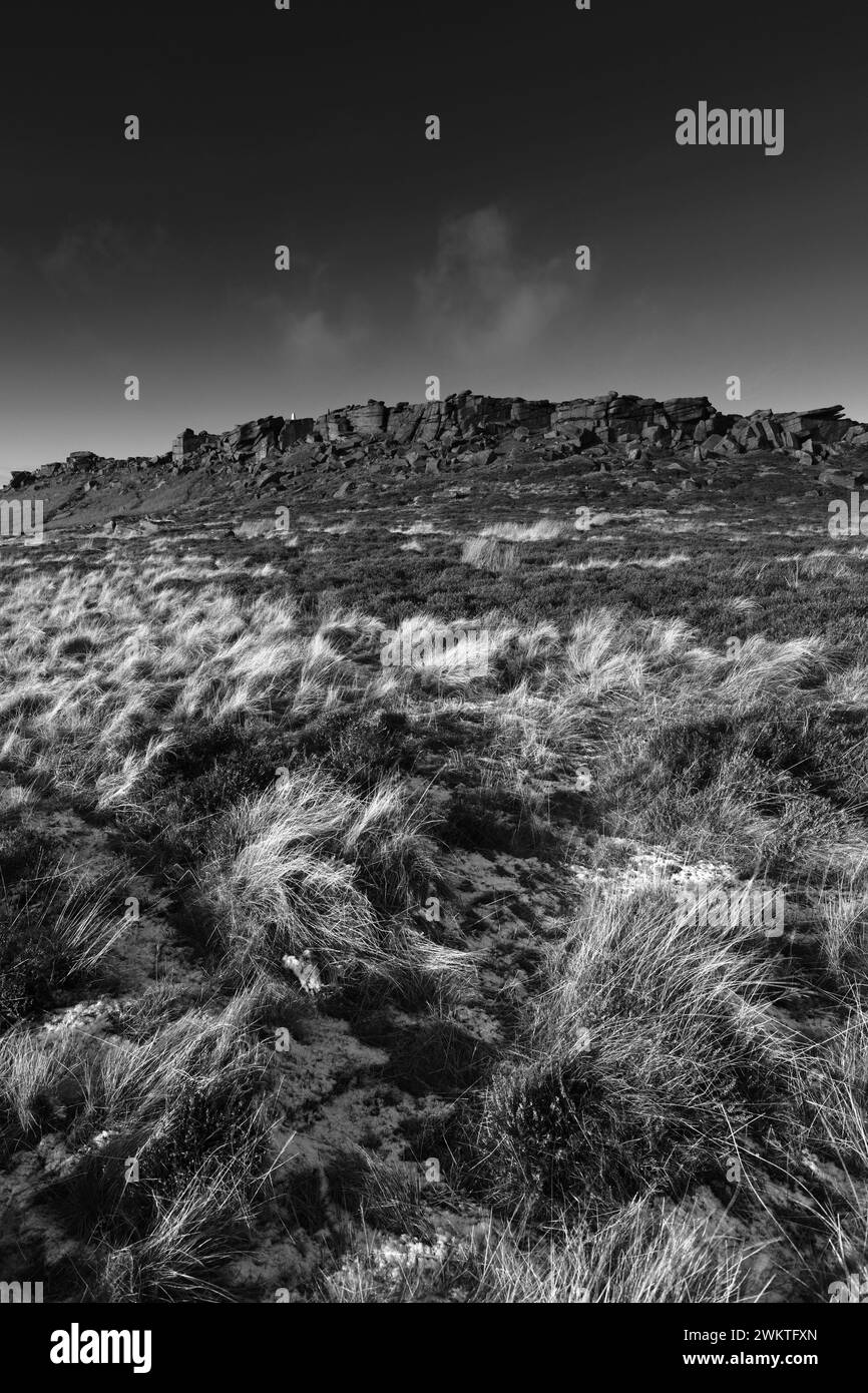 Winter view of Stanage Edge, Derbyshire; Peak District National Park ...