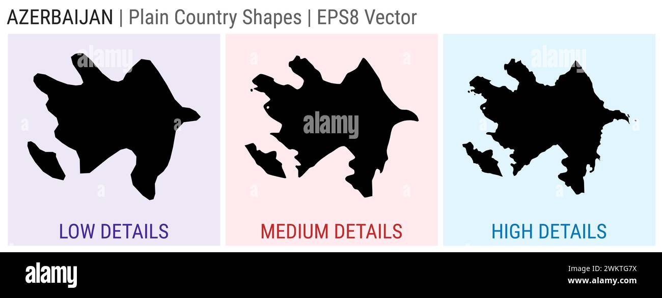 Azerbaijan - plain country shape. Low, medium and high detailed maps of ...