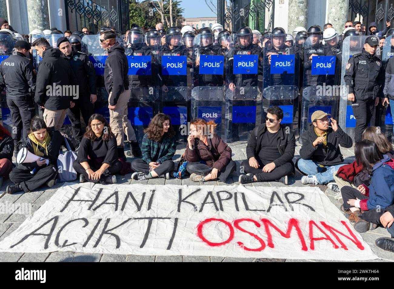 February 22, 2024: Istanbul, Turkey: Students of Istanbul University ...