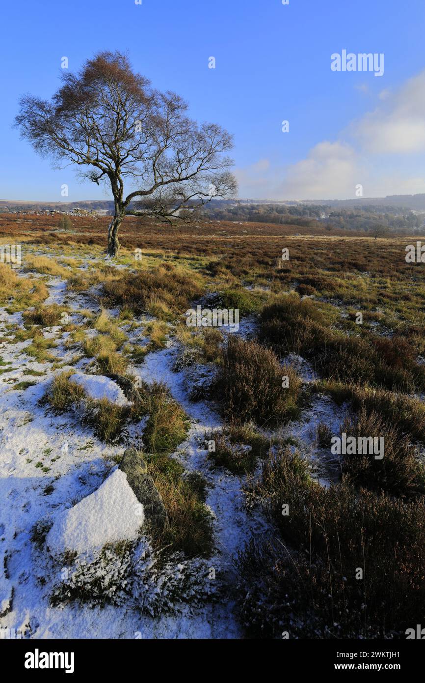 Winter view over Gritstones on Lawrence Field, Grindleford village ...