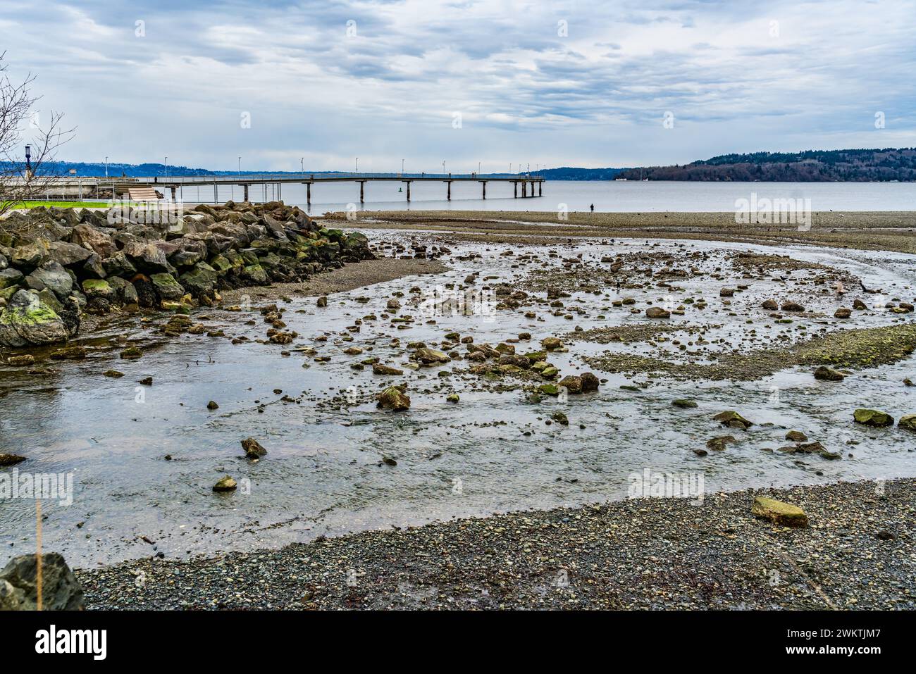 Des Moines creek flows into the Puget sound in Des Moines, Washington ...