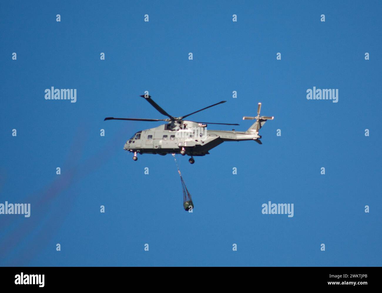 Royal Navy Helicopter Merlin Mk2 flying over Chard Somerset England uk ...