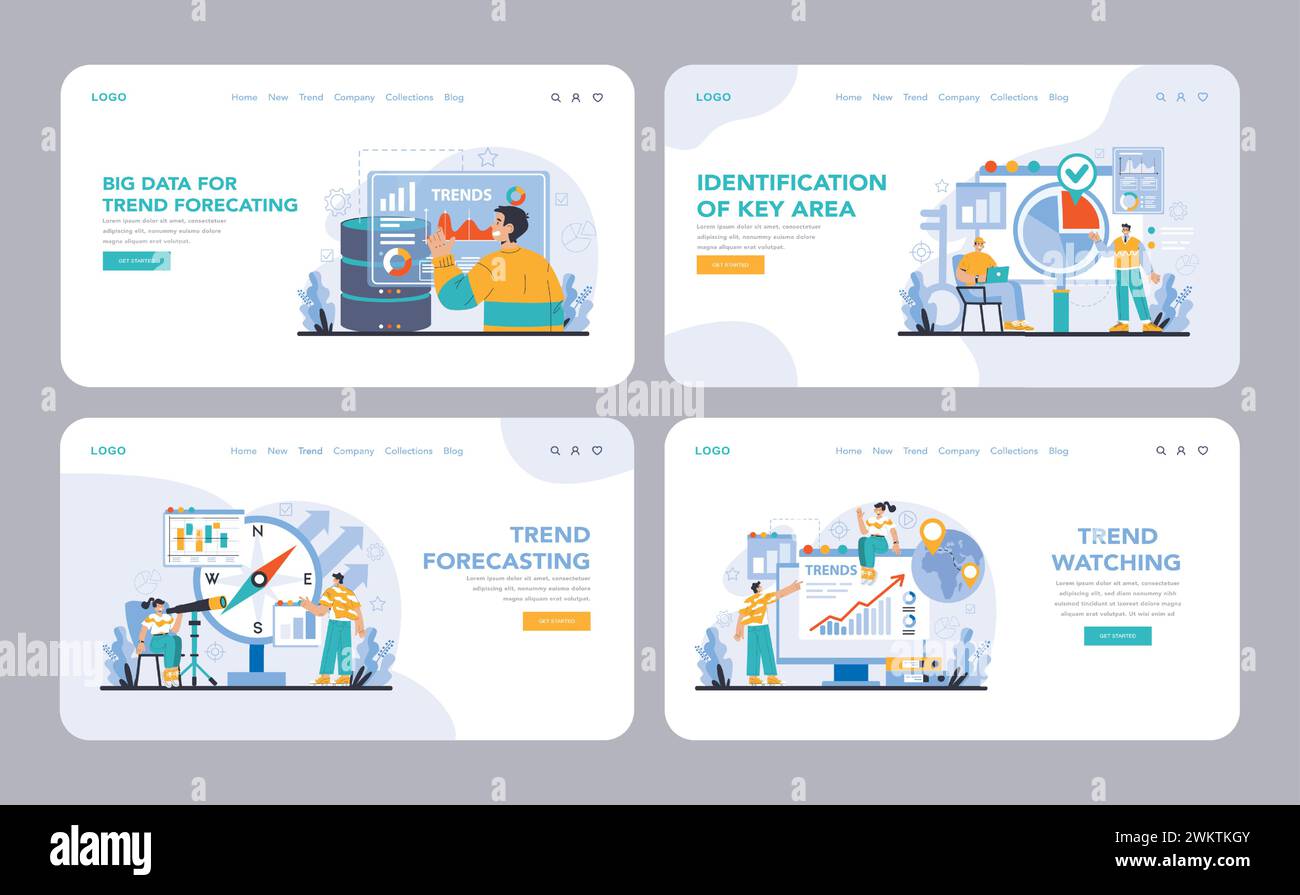 Trend watching web or landing set. Specialist tracking new business ...