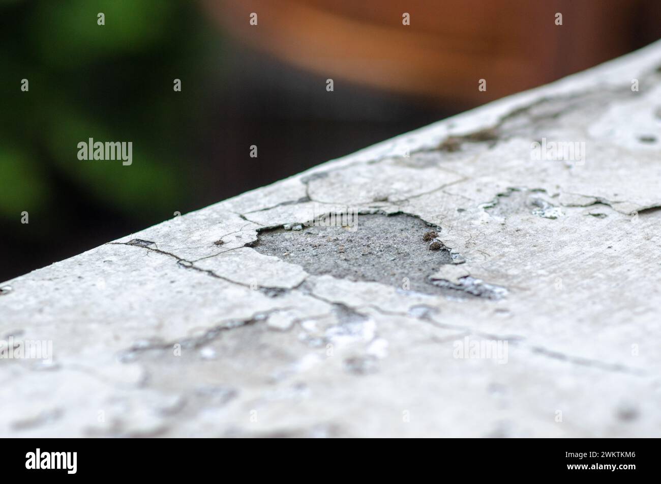 windowsill, detail of concrete damaged by time due to exposure to ...