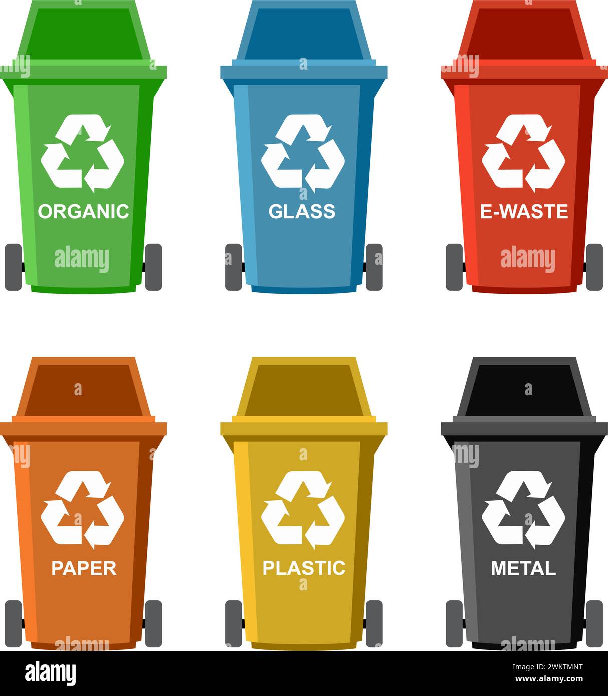 vector set of recycling wheelie bin icons. isolated on white background ...