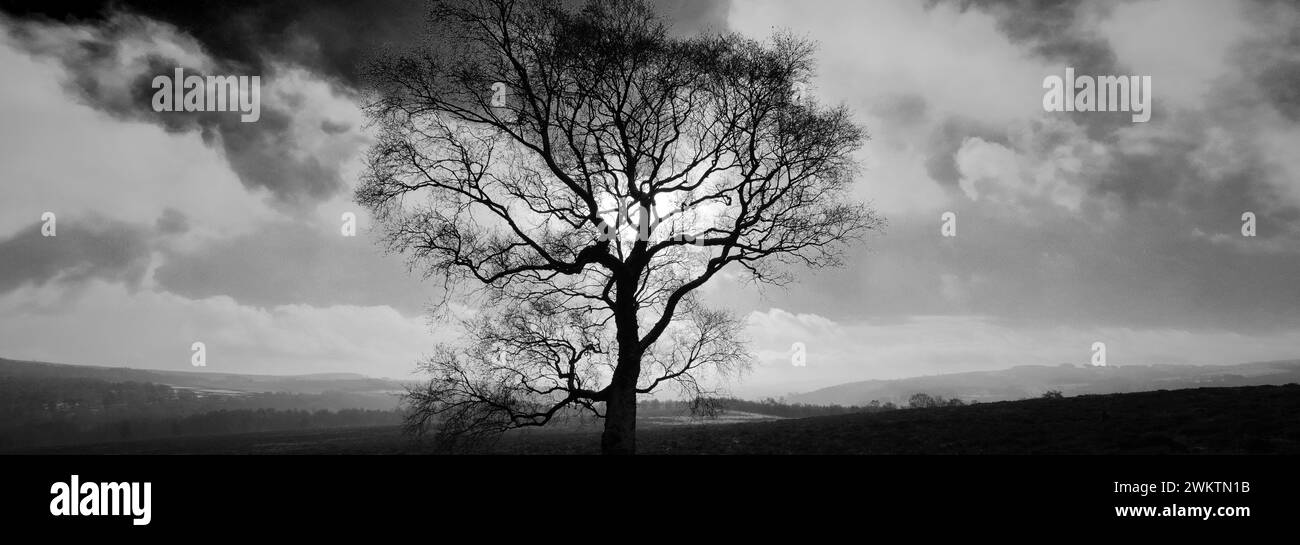 Winter view over Gritstones on Lawrence Field, Grindleford village ...