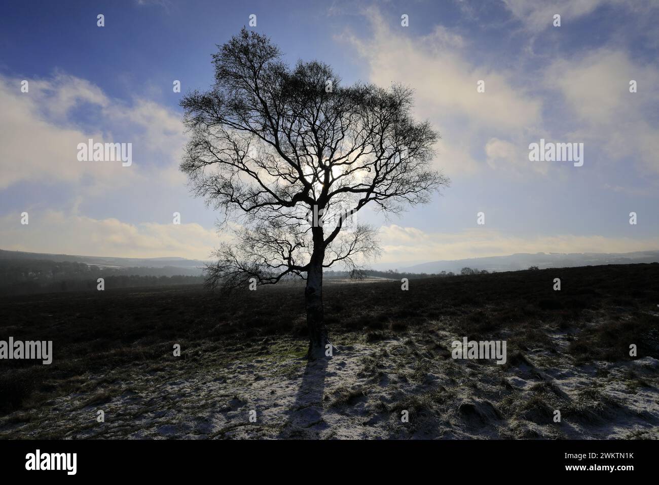Winter view over Gritstones on Lawrence Field, Grindleford village ...