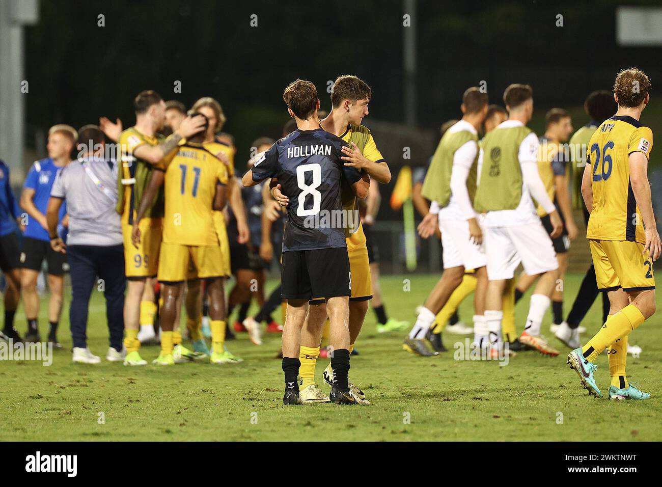 The teams shake hands after the match hi-res stock photography and ...