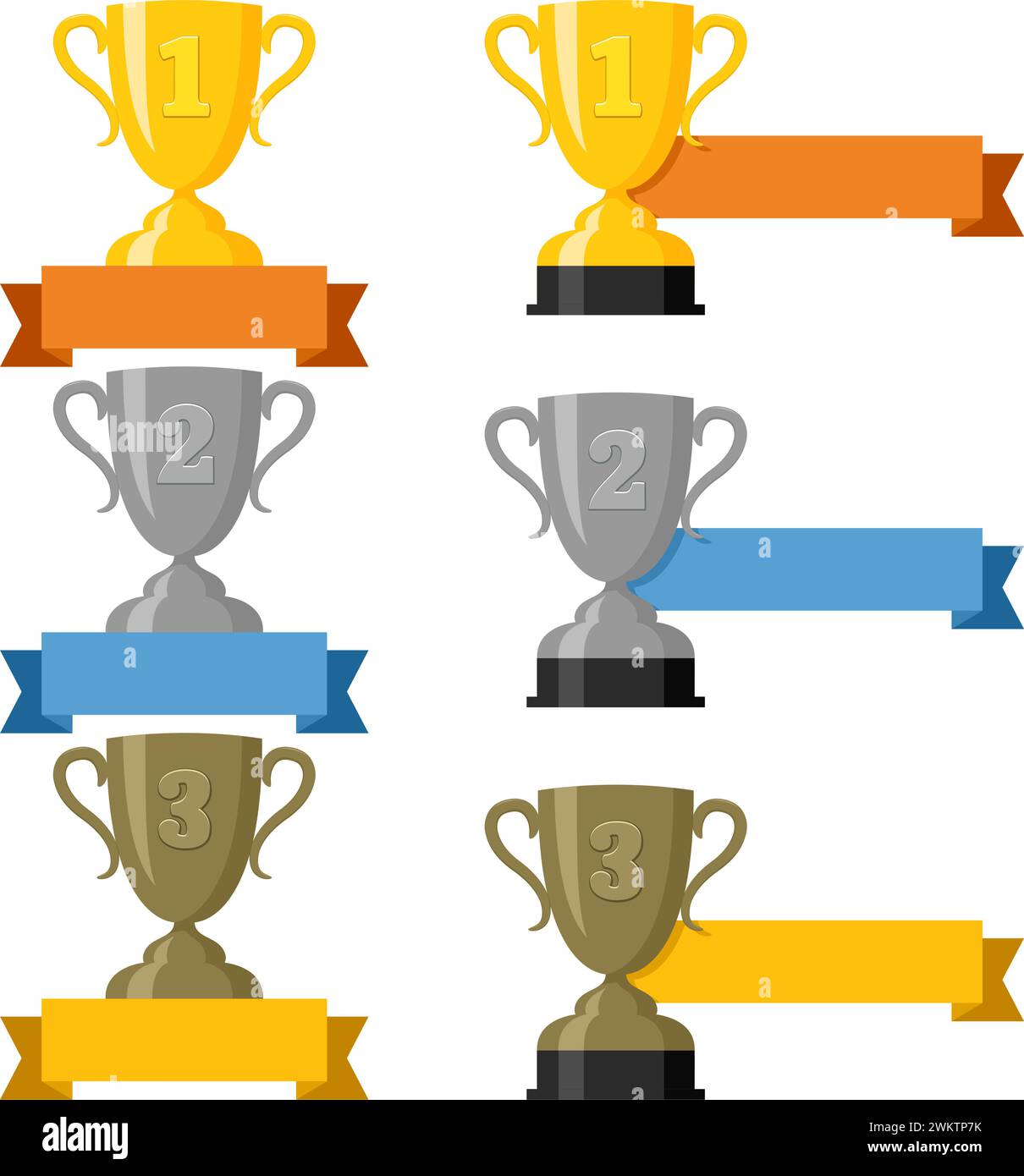 vector illustration of trophey cup. first, second, third place award ...