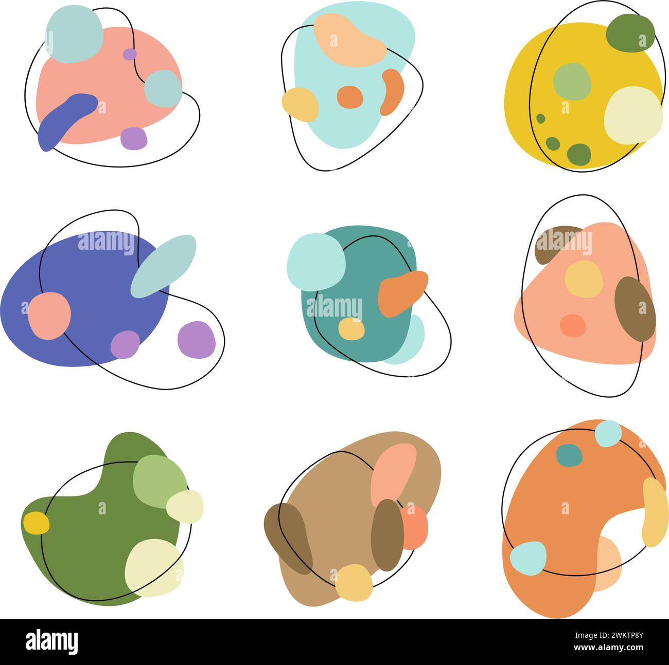 vector organic abstract shapes in pastel colors. irregular blob shapes ...