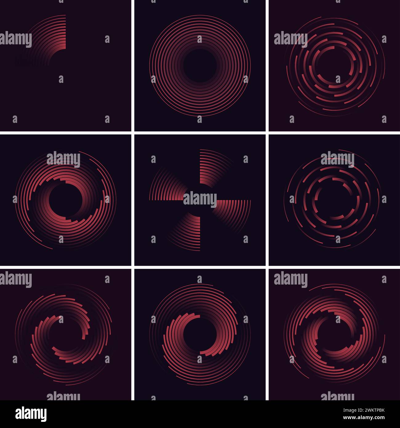 Vector Abstract Radial Background Of Concentric Dashed Ripple Circles