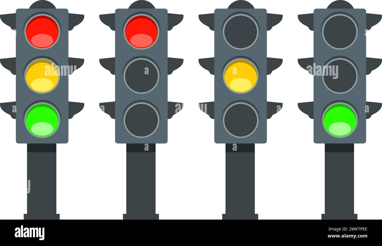 vector icons of traffic light isolated on white background. stoplight ...