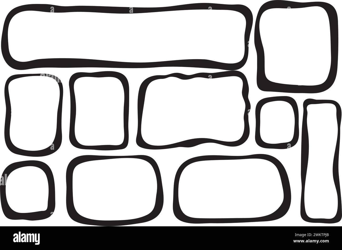 vector hand drawn black text boxes. empty speech bubbles. minimalist ...