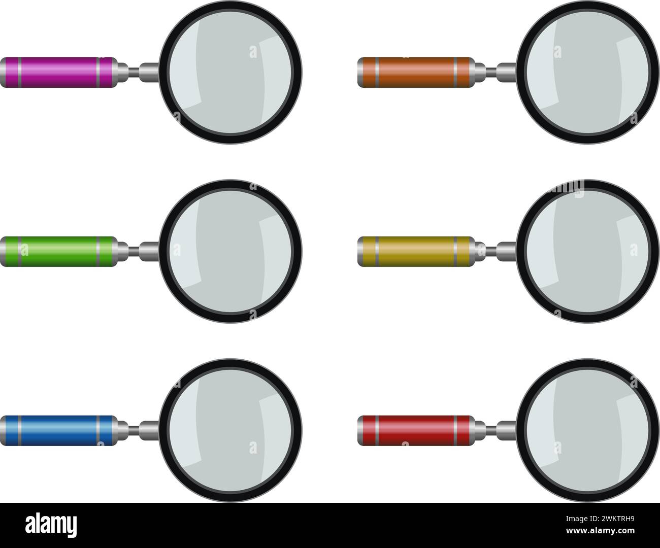 vector research magnifying glass icon set isolated on white background ...