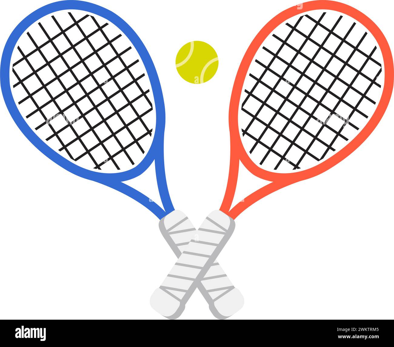vector crossed tennis rackets and tennis ball isolated on white ...