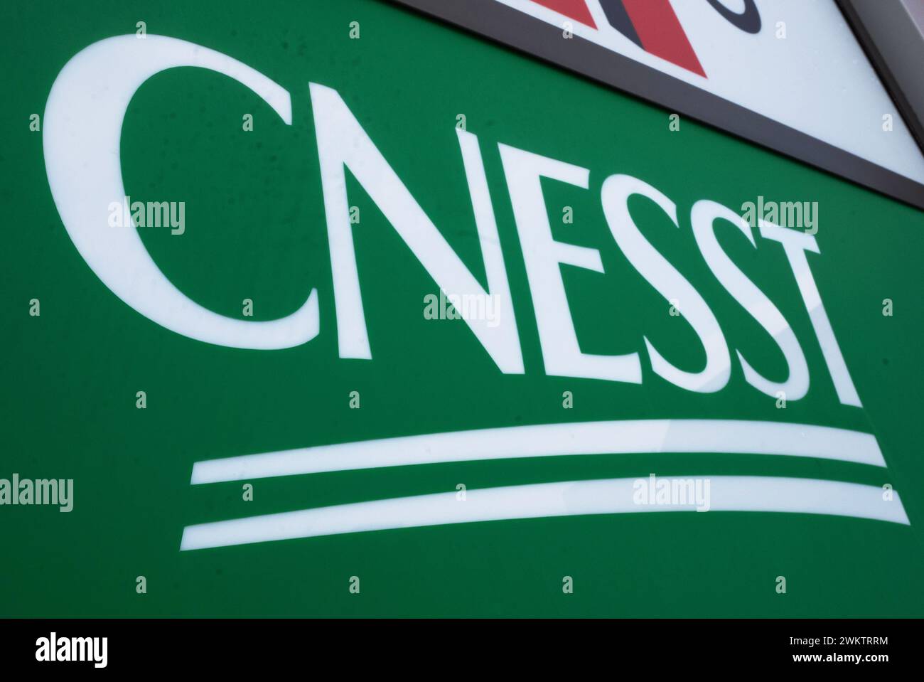 Montreal, Canada. 22nd Feb, 2024. The logo for the Commission des ...