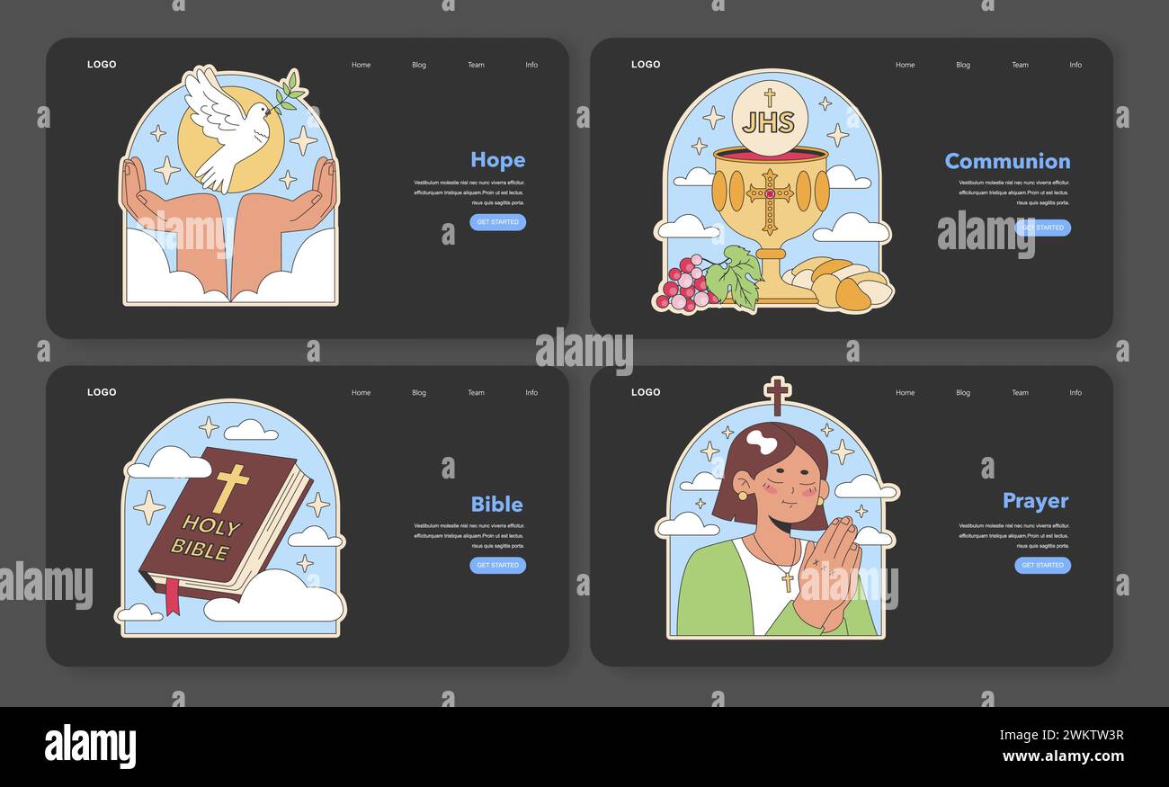 Christianity icons for web. Dove of hope, sacred Communion, Holy Bible ...