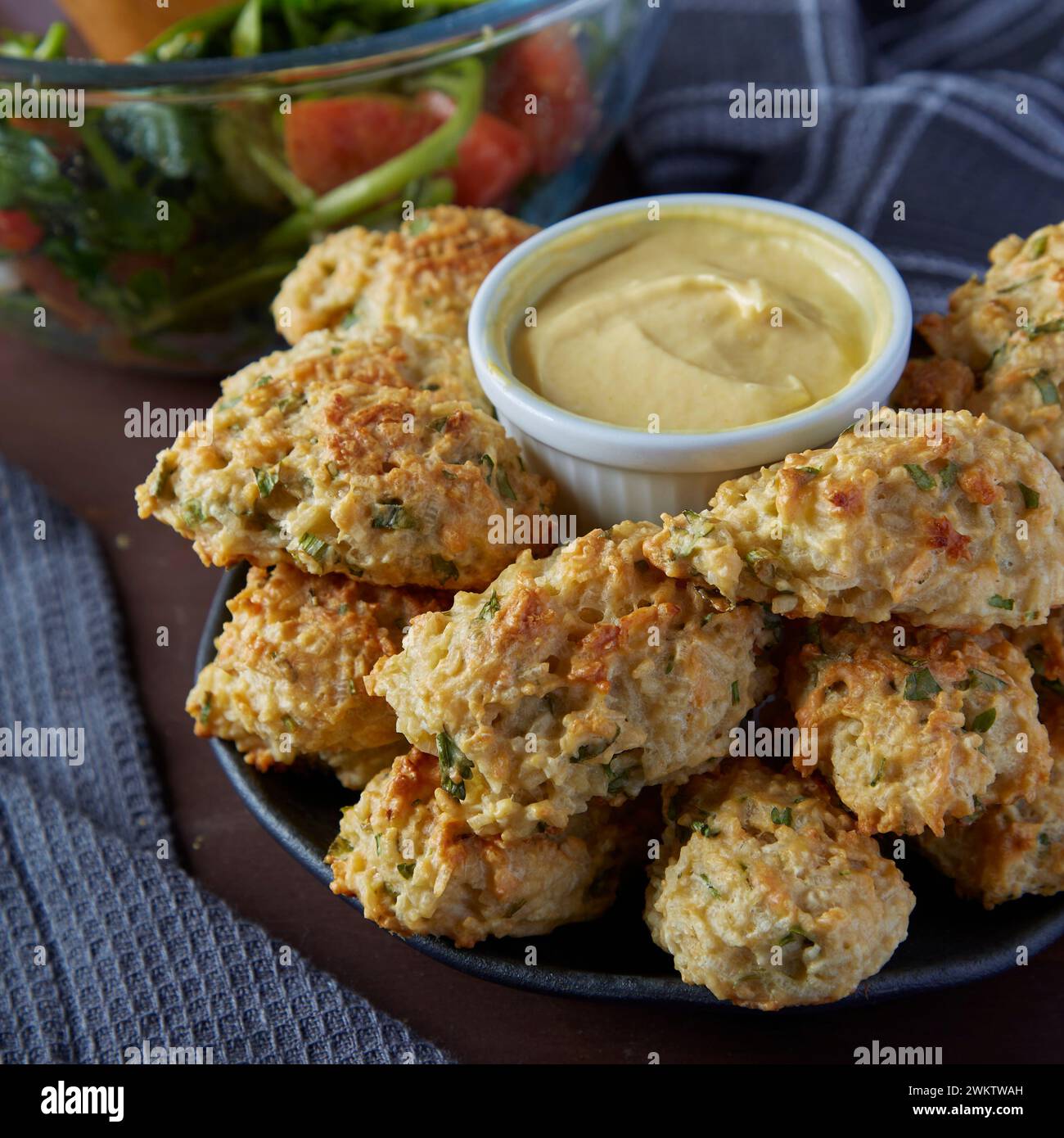 Some fried rice balls with salad Stock Photo - Alamy