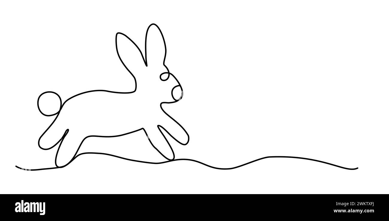 Hand drawn cute bunny or rabbit, vector outline for colouring book ...