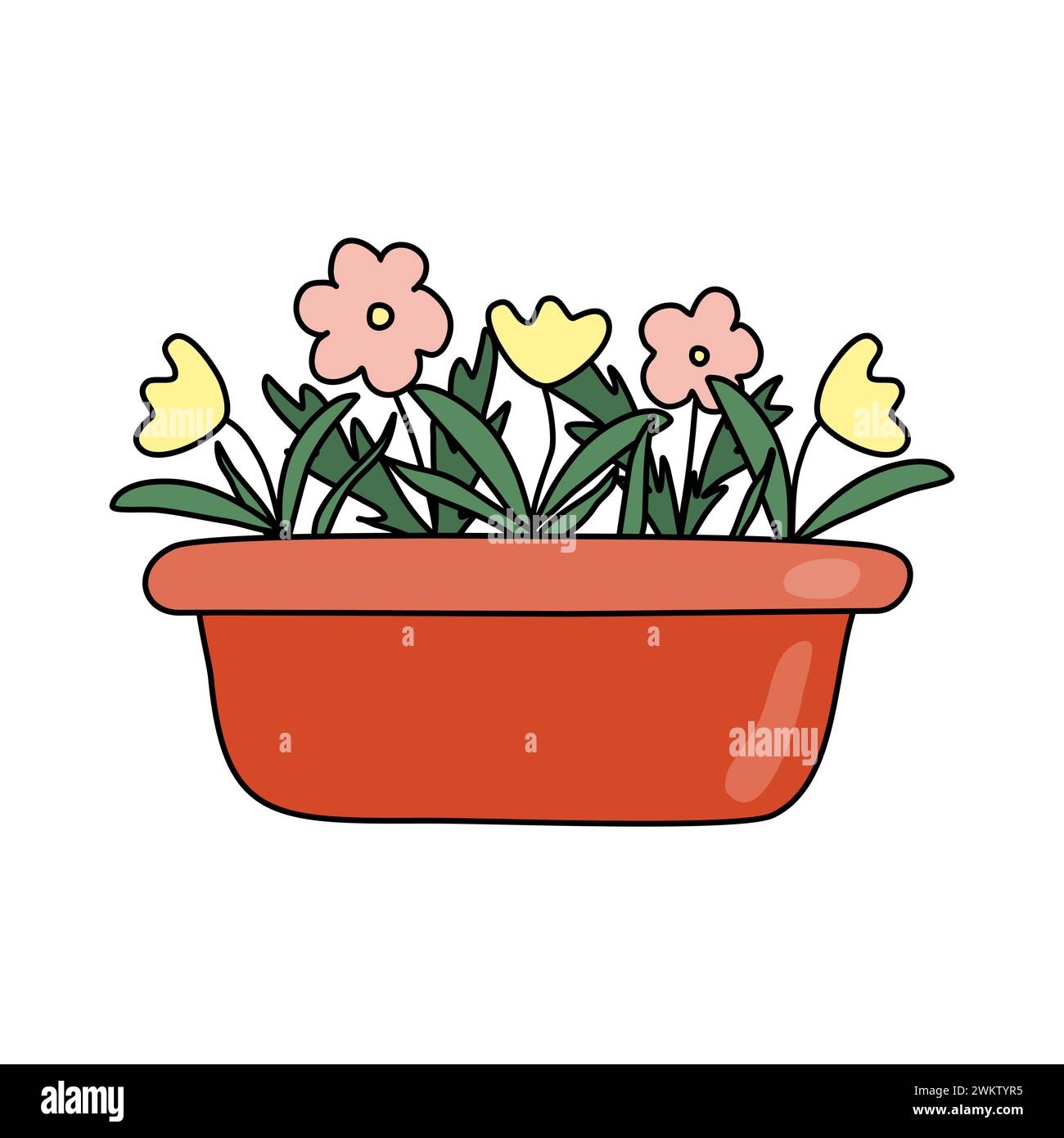 Big pot with blooming flowers, springtime decor, garden design element ...