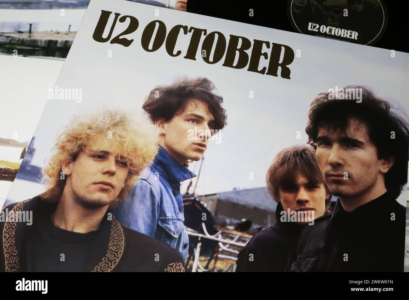 Viersen, Germany - January 9. 2024: Closeup of irish rock band U2 vinyl ...