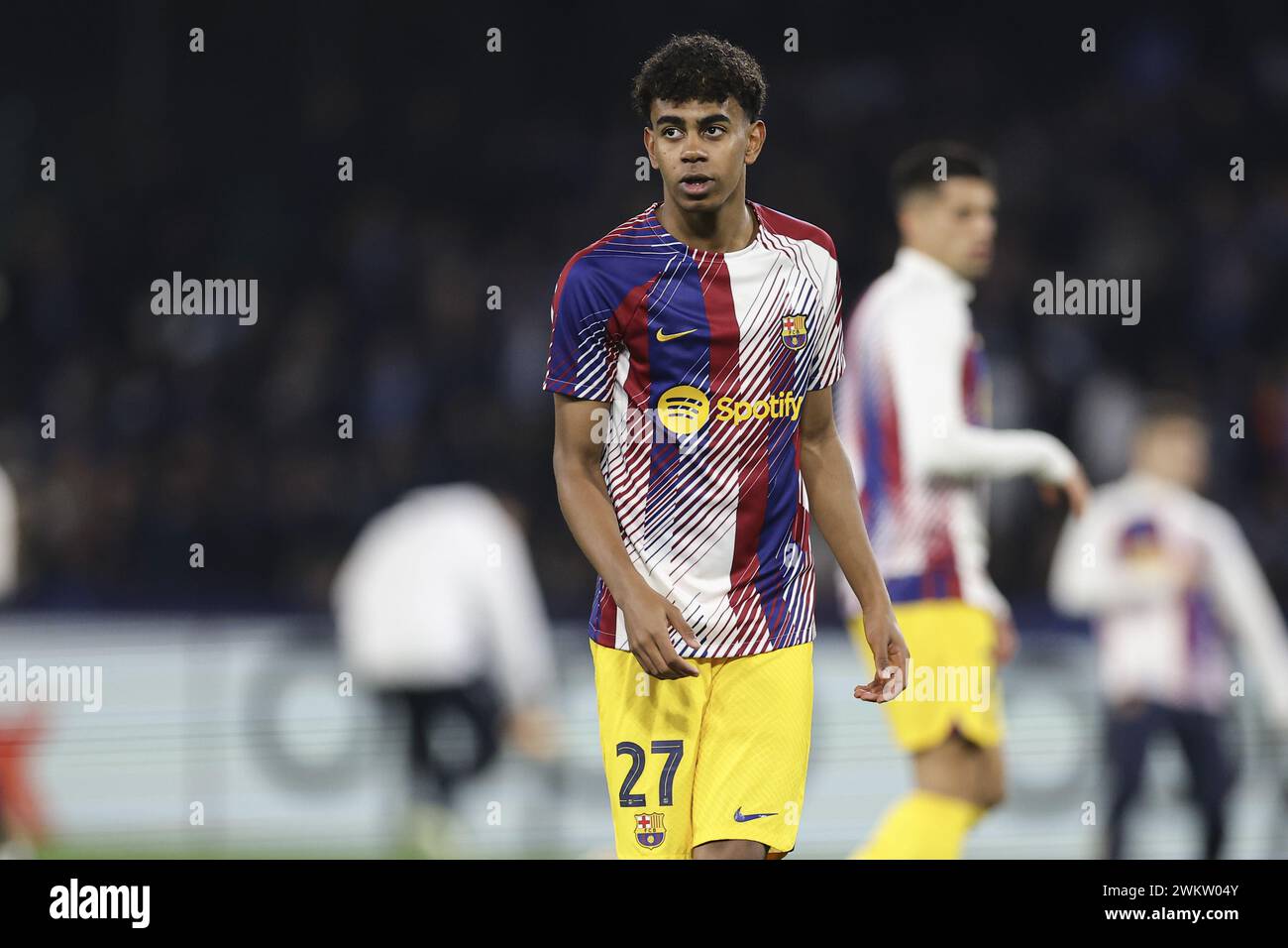 Naples, Italy. 21st Feb, 2024. Barcellona's Spanish forward Lamine ...