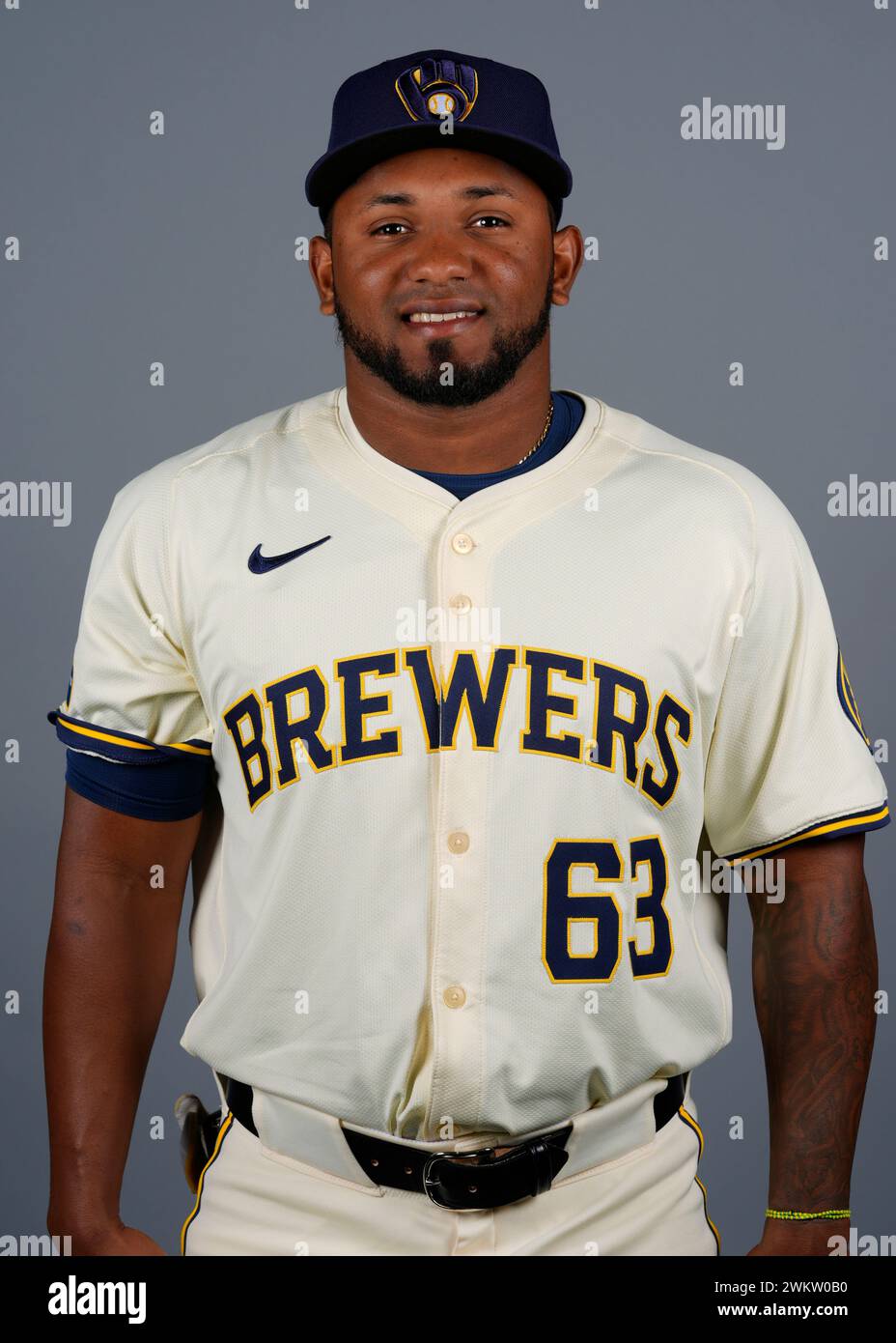 This is a 2024 photo of Yonny Hernandez of the Milwaukee Brewers ...