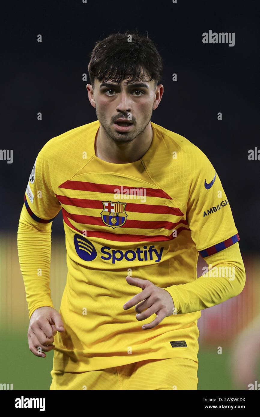 Naples, Italy. 21st Feb, 2024. Barcellona's Spanish midfielder Pedri ...