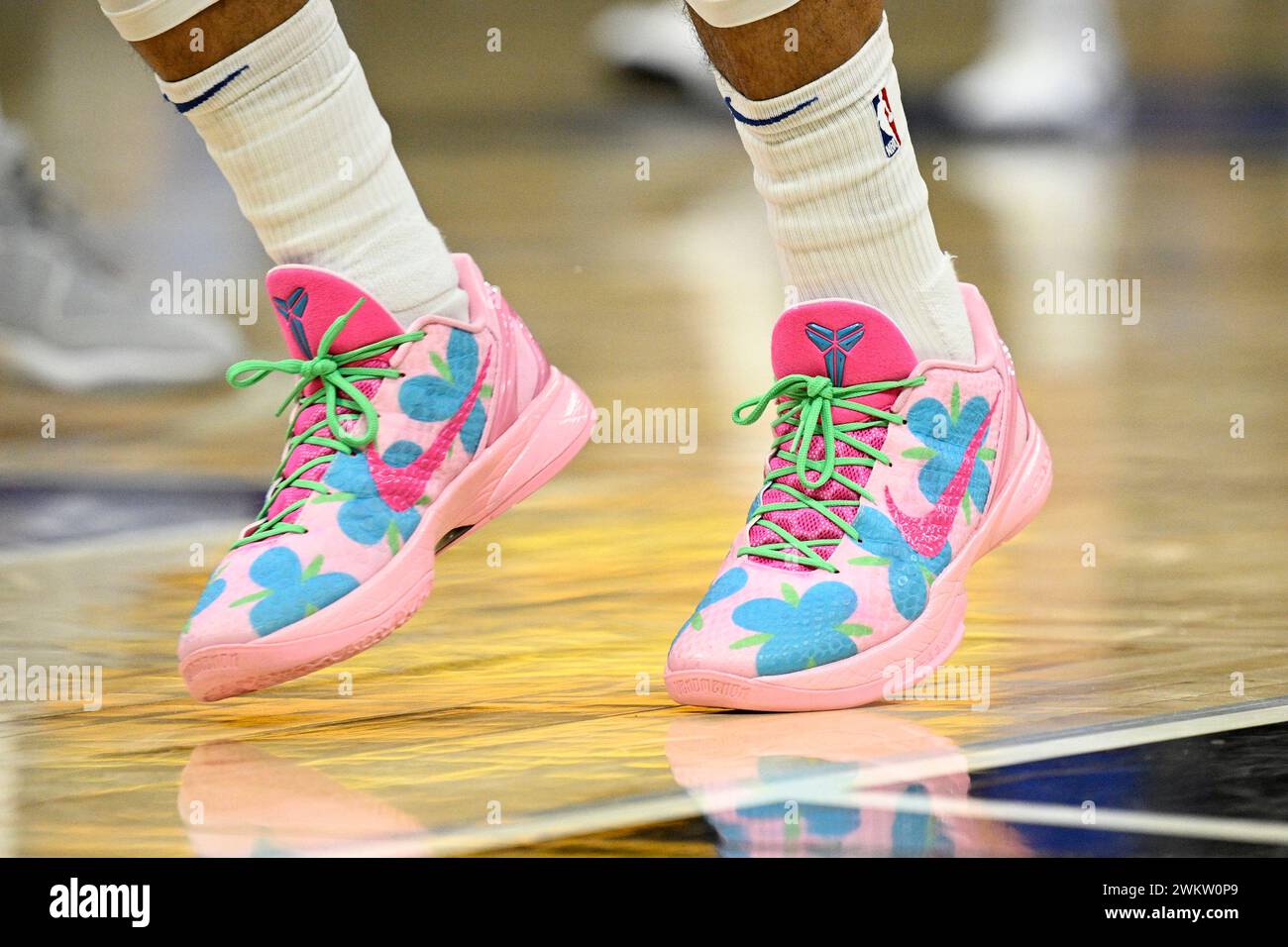 The shoes worn by New York Knicks guard Jalen Brunson are viewed on the ...