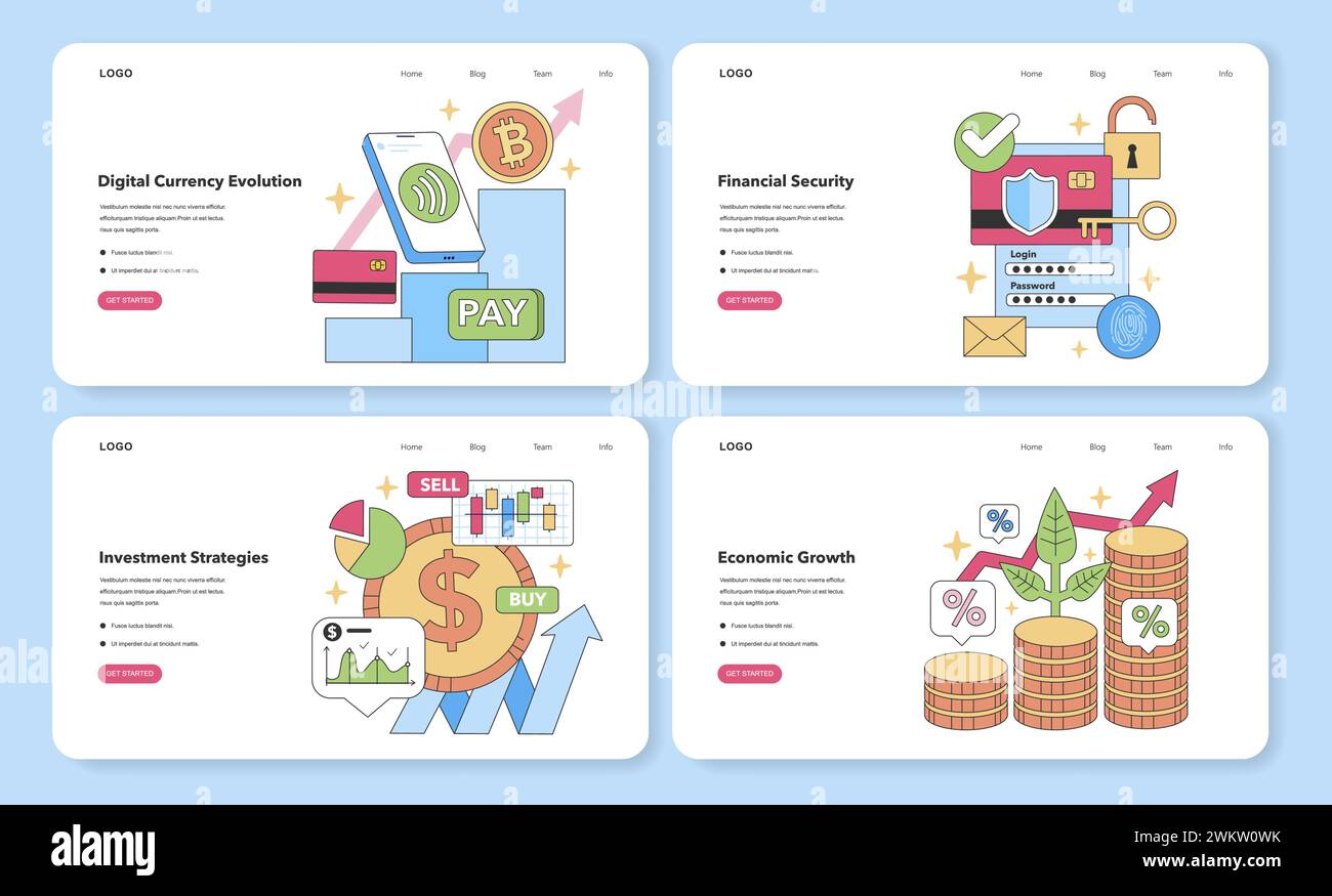 Financial visions web or landing. Exploring digital currency, securing ...