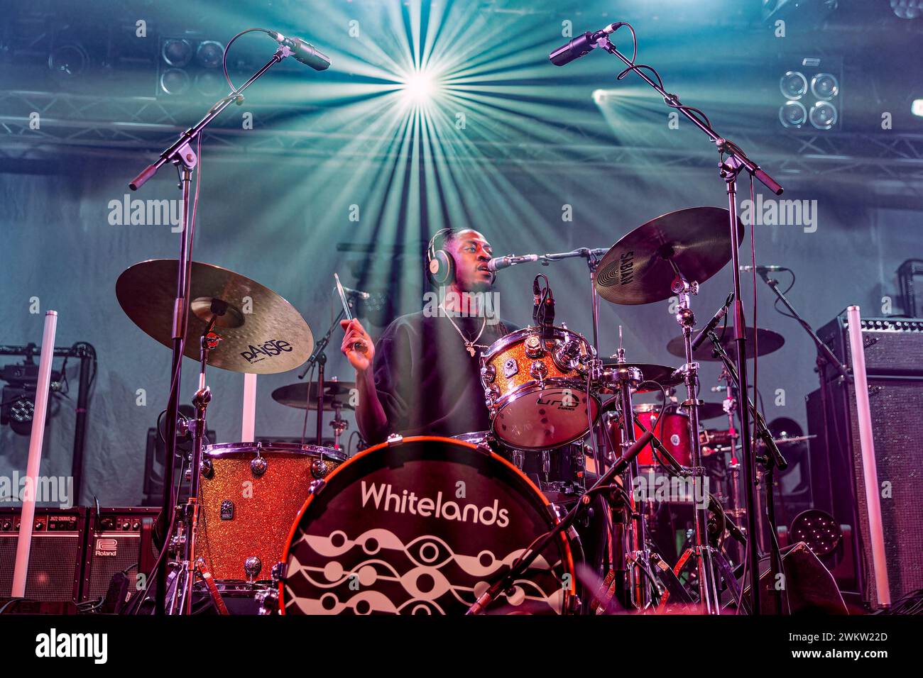 February 21, 2024, Liverpool, UK: Drummer Jagun Meseorisa of UK based ...