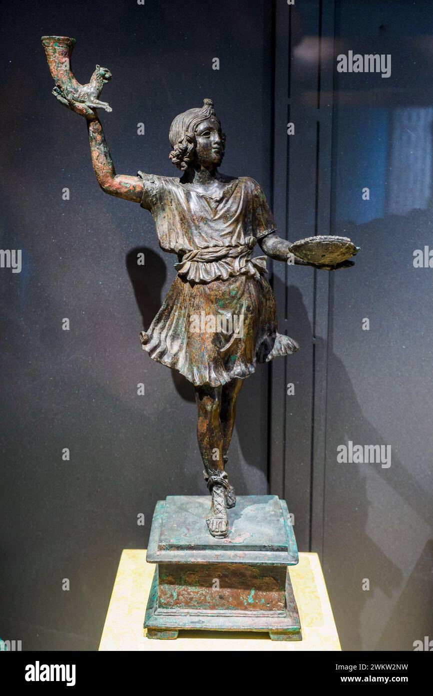 Statuette of a Dancing Lare - 1st century AD, Bronze - The statuette ...