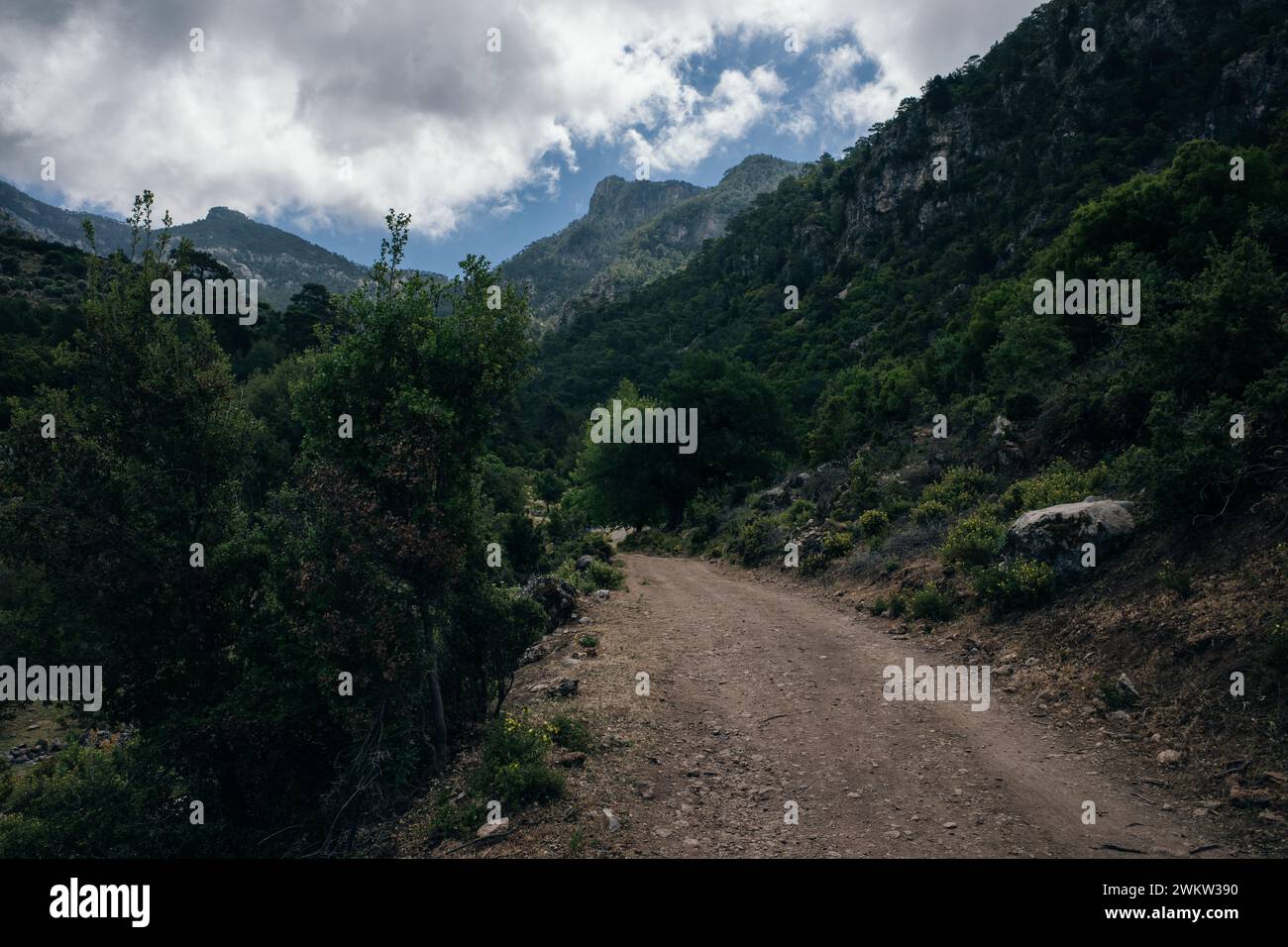 Babadag mountain, panoramic view. Wide landscape with mountains and ...