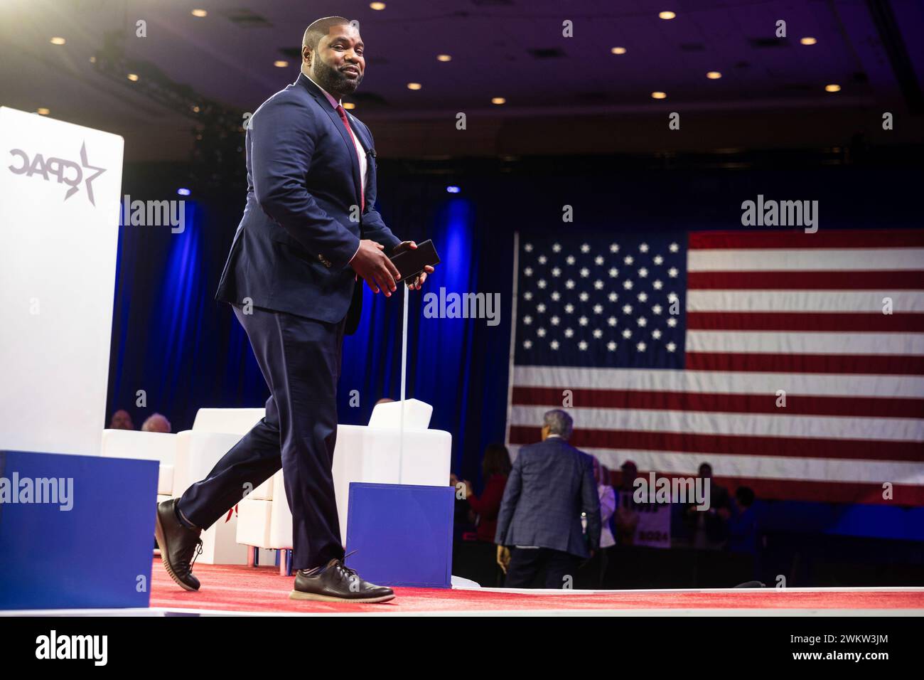 Rep. Byron Donalds (R-Fla.) departs after delivering remarks during the ...