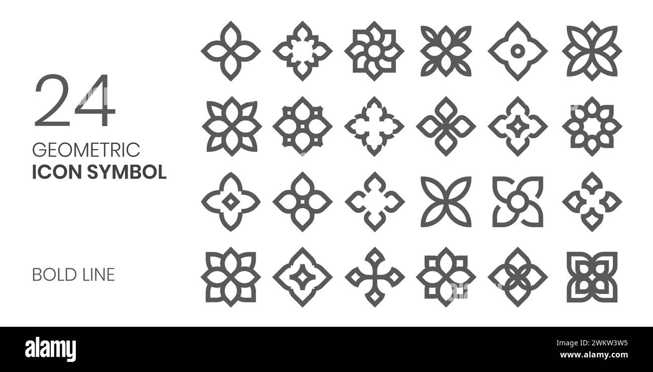 geometric icon symbol set for pattern, logo, decoration vector outline ...