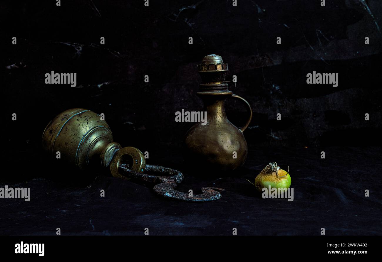 still life composition in low key and flemish style Stock Photo - Alamy